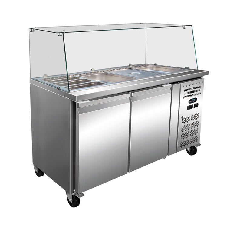 Two Door Counter Refrigerator with Saladette Top and Glass Screen - 15 ...